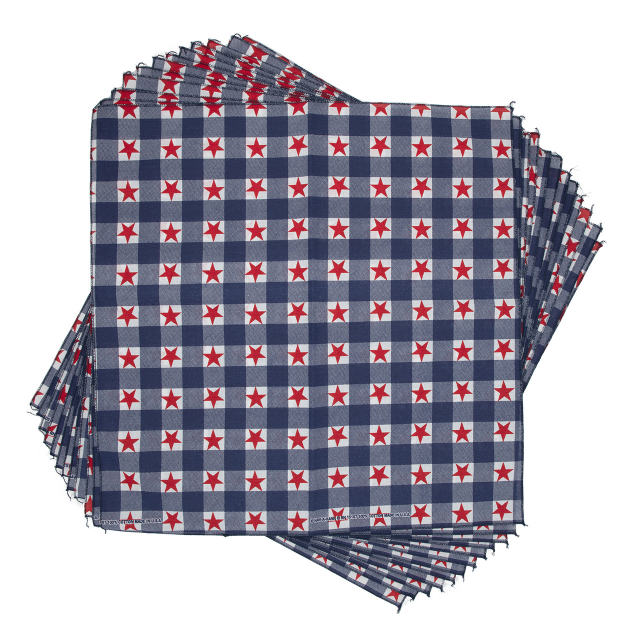 Bandana Patriotic Check, 12 Pack