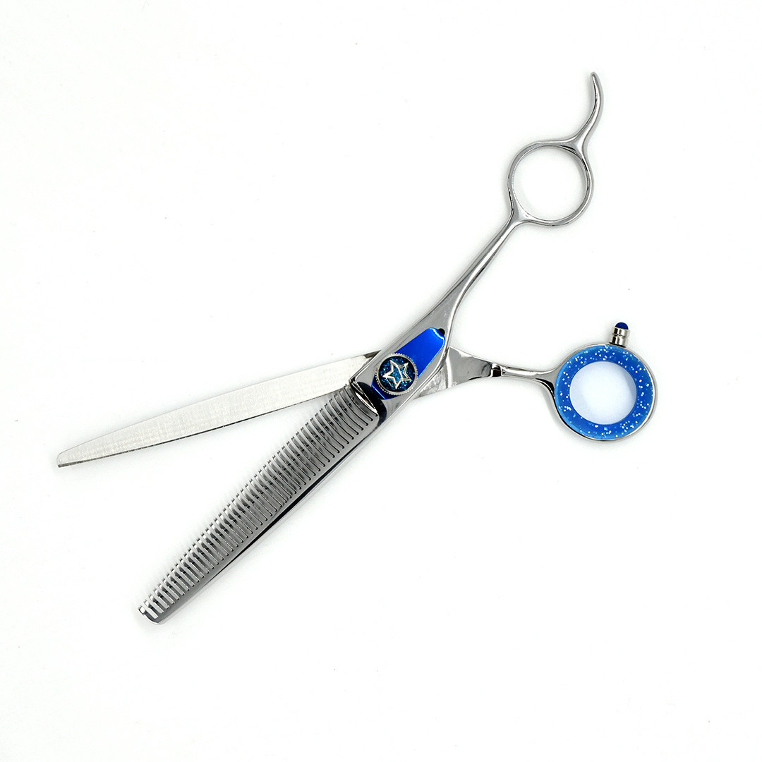 Monk Blue 46 Tooth Thinning Shear, 7.5 inch | Groomer's Choice