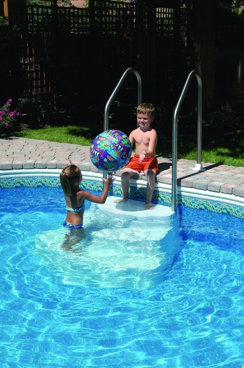 The Oasis Inground Pool Step PVC Handrails