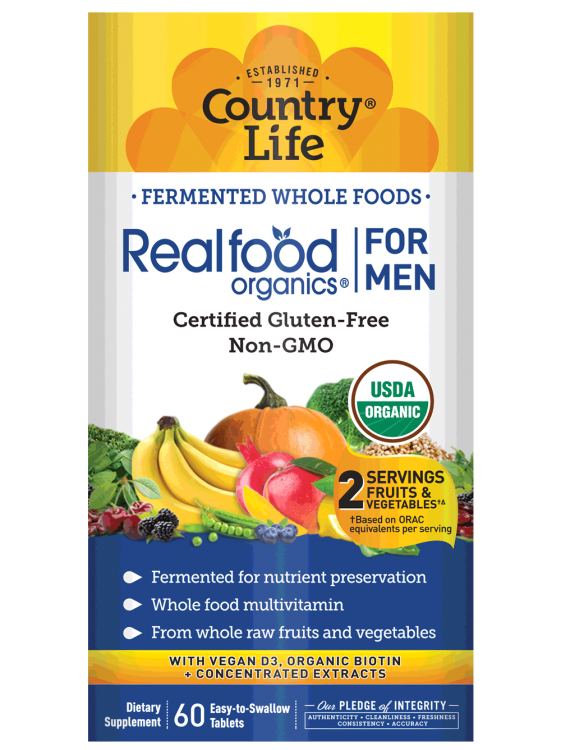 RealFood Organics Men's Whole Food Multivitamin - 60 Tabs