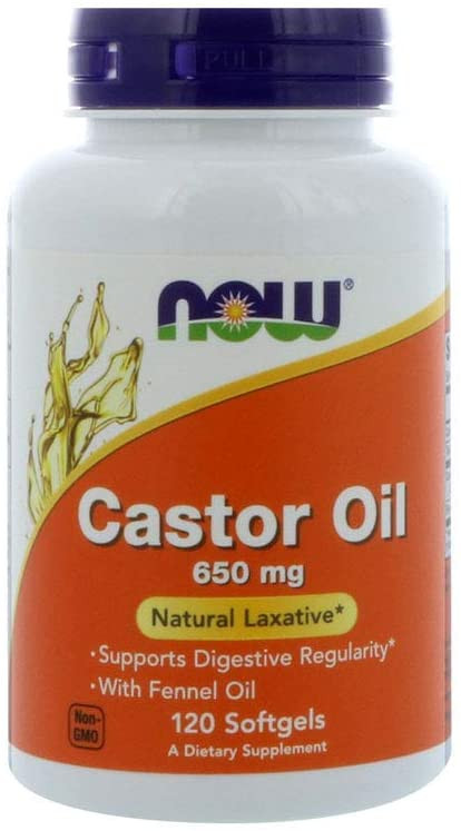 now foods castor oil capsules 650mg 120 softgels