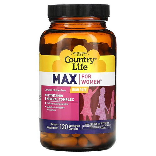 Country Life, Max for Women, Multivitamin & Mineral Complex, Iron Free ...