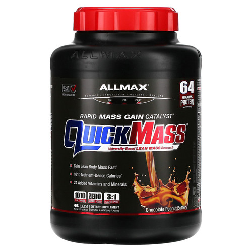 QuickMass, Rapid Mass Gain Catalyst, Chocolate Peanut Butter, 6 lbs (2. ...