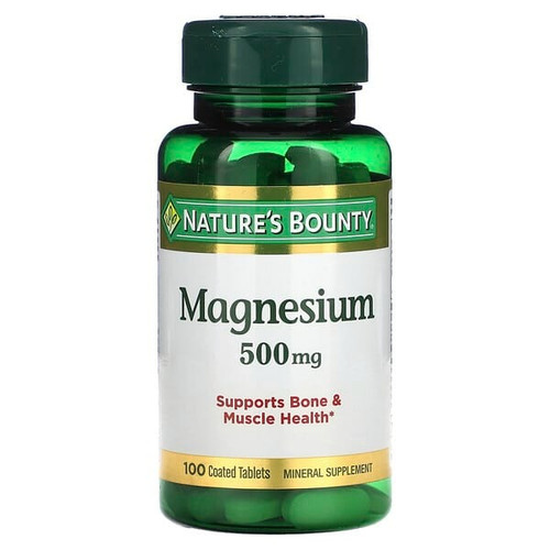 Nature's Bounty Magnesium, - 500 mg, 100 Coated Tablets