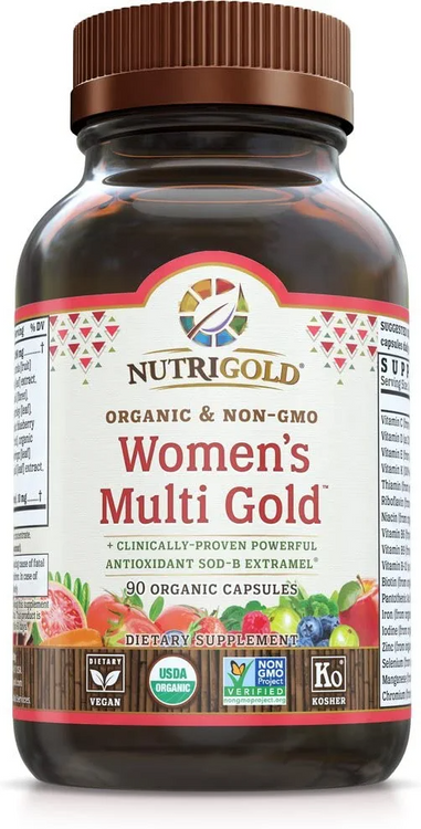 Nutrigold Organic Multivitamin for Women, Women's Multi Gold, 90 Capsules