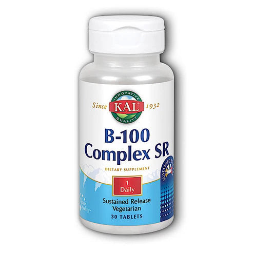 Kal, B-100 Complex S.R. 100mg, 30 Tablets - Goods And Naturals