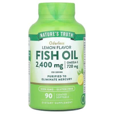 Nature's Truth, Fish Oil, Lemon, 2,400 mg, 90 Coated Softgels (1,200 mg ...