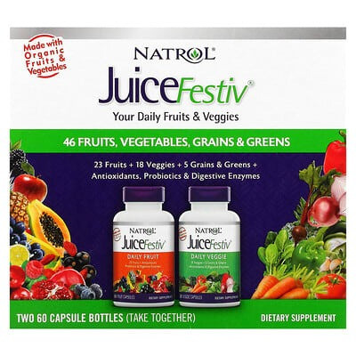 Natrol, JuiceFestiv, 2 Bottles, 60 Capsules Each - Goods And Naturals