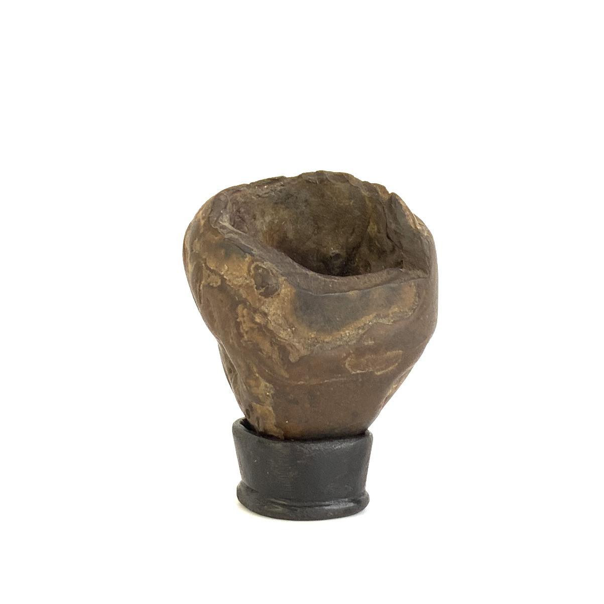 Japanese Suiseki - Abe River Tsubo-Ishi Pot Stone with Daiza - Eastern Leaf