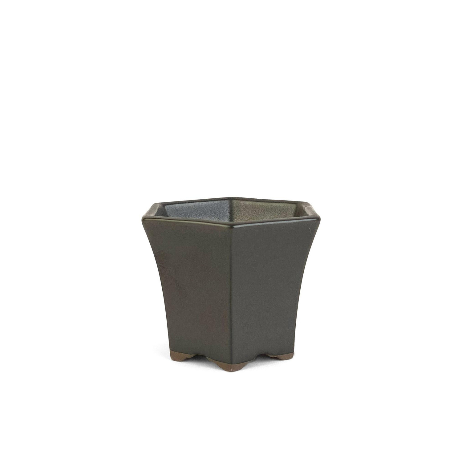3" Hexagon Cascade Mame Pot - Charcoal Black - Eastern Leaf