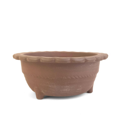 6" Scalloped Edge Bowl Bonsai Pot - Unglazed - Eastern Leaf