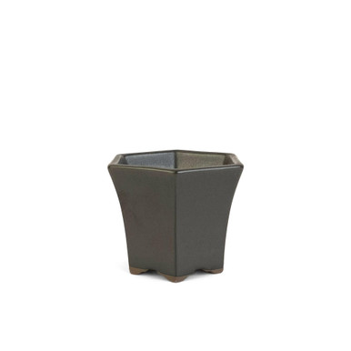 3" Hexagon Cascade Mame Bonsai Pot - Charcoal Black - Eastern Leaf