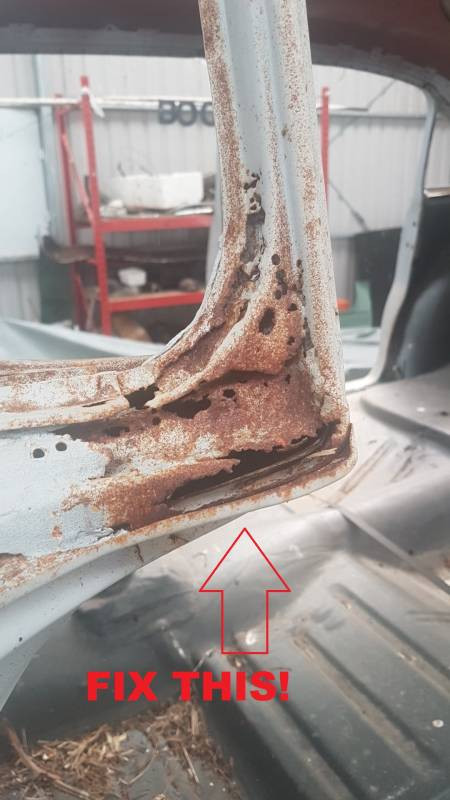 1955-56 Chevy Convertible Left Windshield Pillar/Upper Hinge Area ...