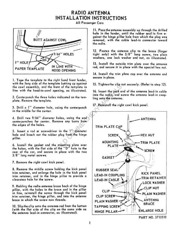 1955 Chevy Radio Antenna Assembly