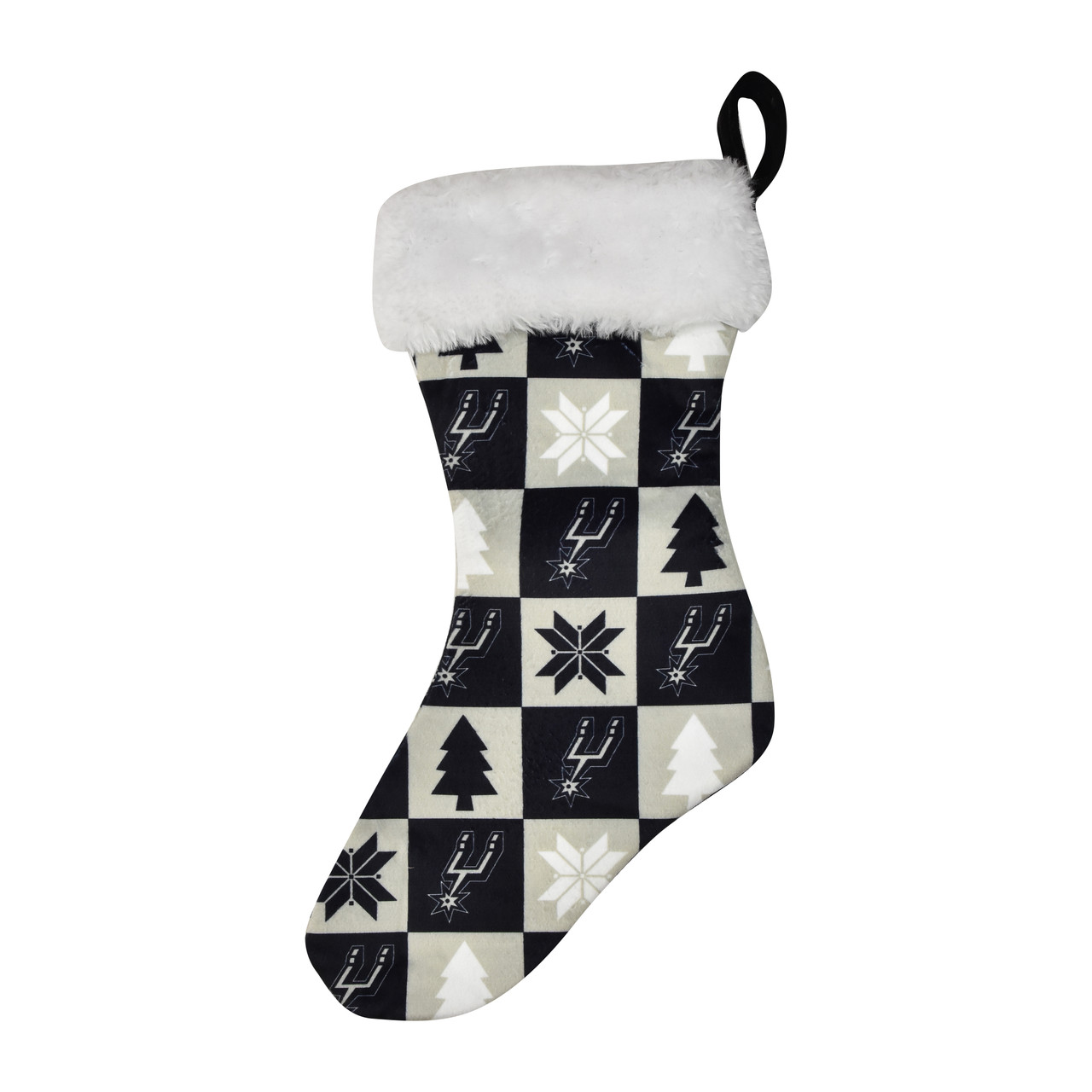 San Antonio Spurs Novelty FOCO Christmas Checkered Stocking - Black ...