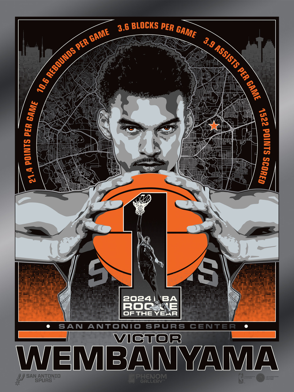 San Antonio Spurs Phenom Gallery Victor Wembanyama 2024 Rookie Of The