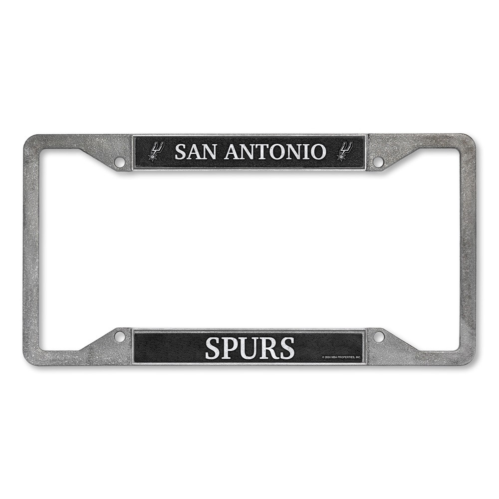 San Antonio Spurs Rico License Plate Frame 12" x 6" - Pewter