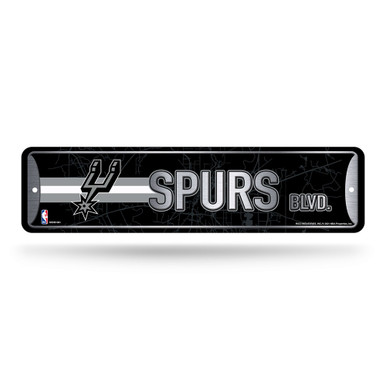 San Antonio Spurs Rico 4" x 15" Metal Street Sign - Black