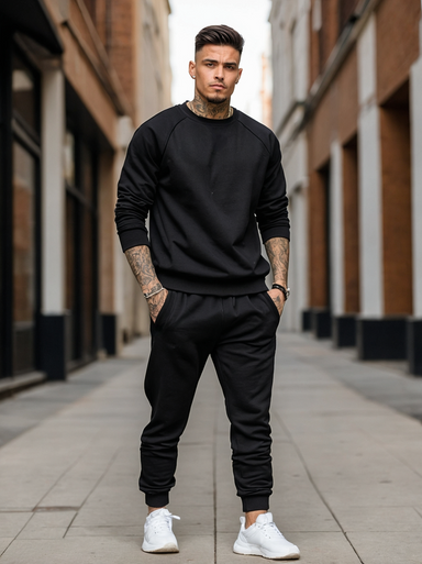 Black Tracksuit with Crewneck