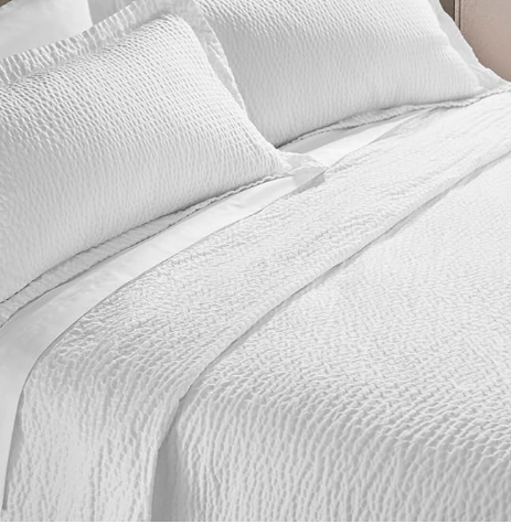 Oxford White Crinkle Weave Top Sheet, 100% Polyester (Set of 12)
