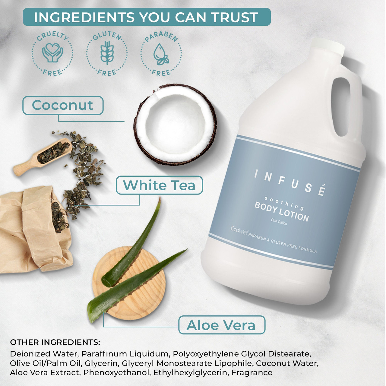 Infusé White Tea & Coconut Body Lotion, 1 Gallon (Pack of 4)