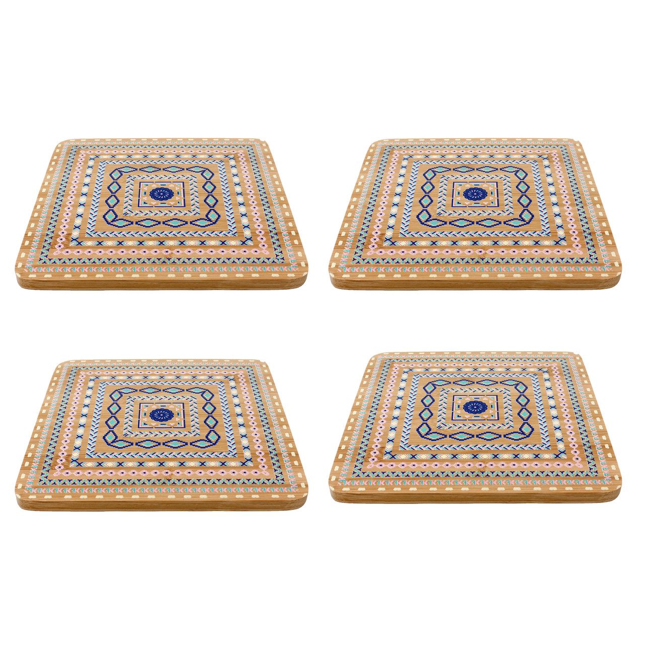 BergHOFF Bamboo Multi-Colored Trivets - Set of 4