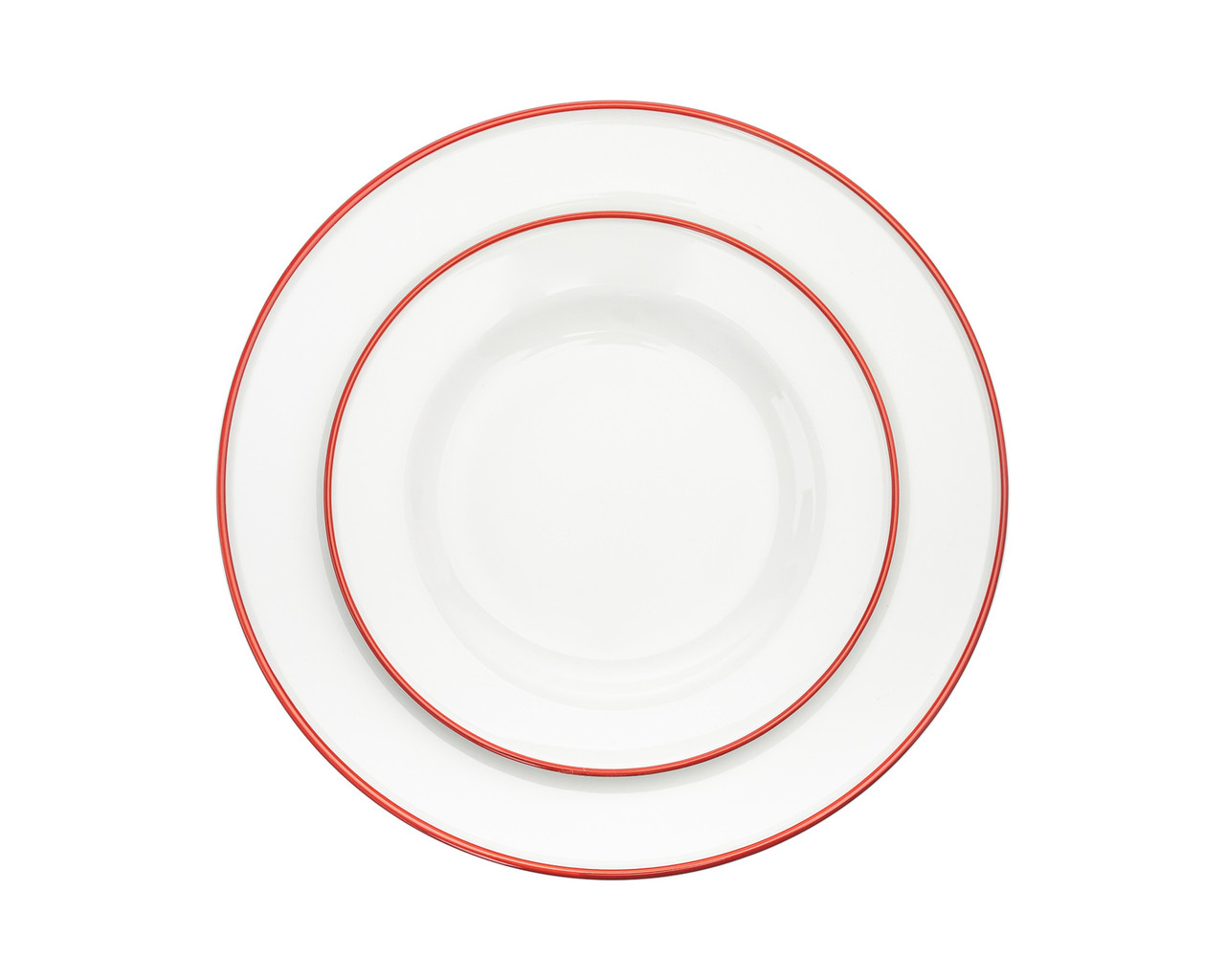 16 Piece Bistro Red Band Porcelain Dinnerware Set - Service for 4