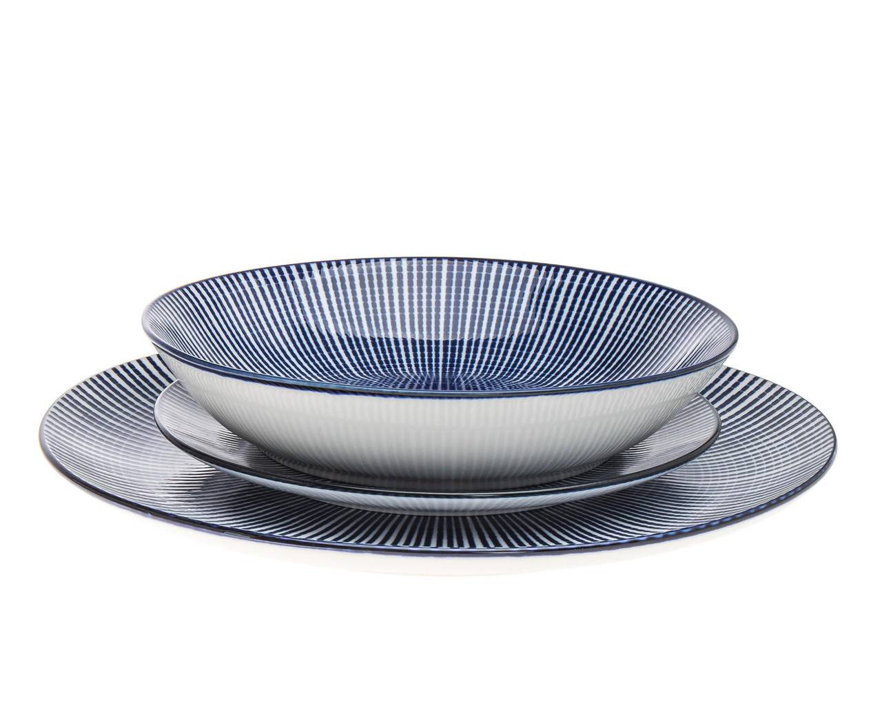12 Piece Laura Blue Porcelain Dinnerware Set - Service for 4