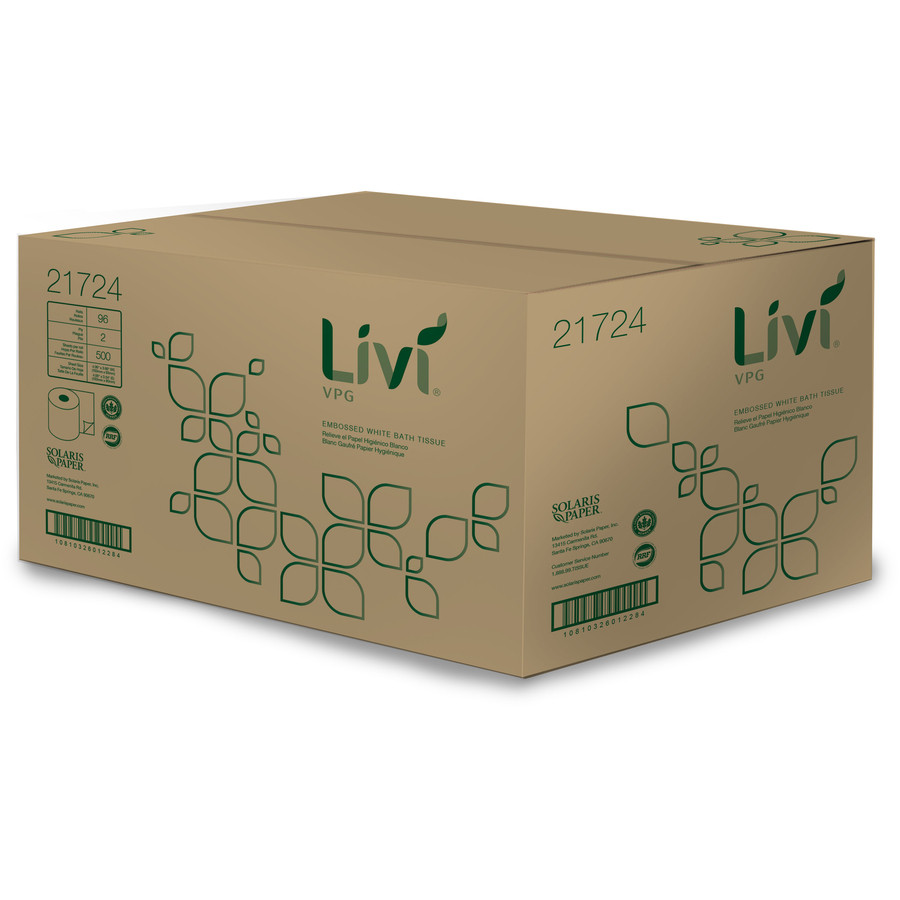Livi VPG White 2-Ply Toilet Paper- 4"x3.66", 500 Sheets per Roll (Pack ...