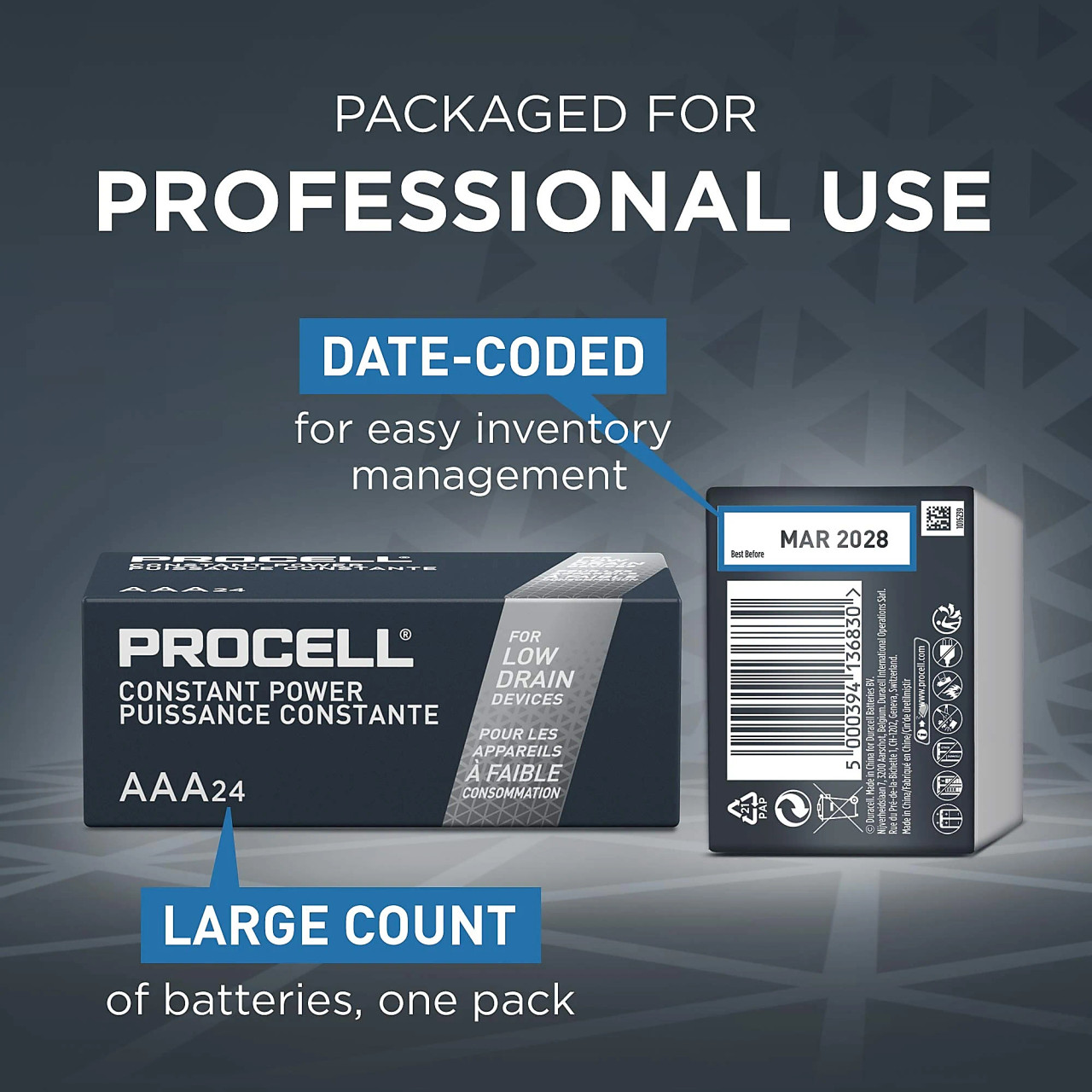 Procell® AAA Alkaline Batteries, Box of 24