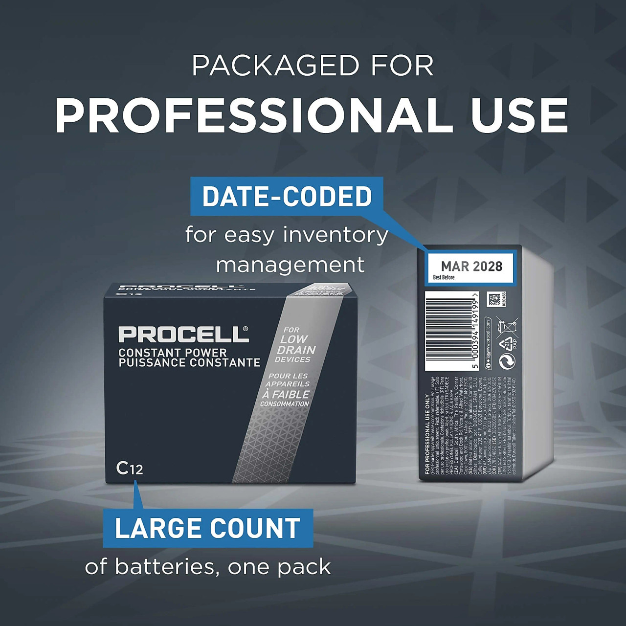 Procell® PC-1400 Alkaline General Purpose C Batteries, Pack Of 12