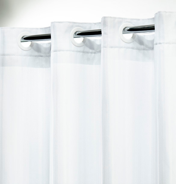 White Bay Blocks Hook-Free Polyester Shower Curtain 72” x 74” (Pack of 12)