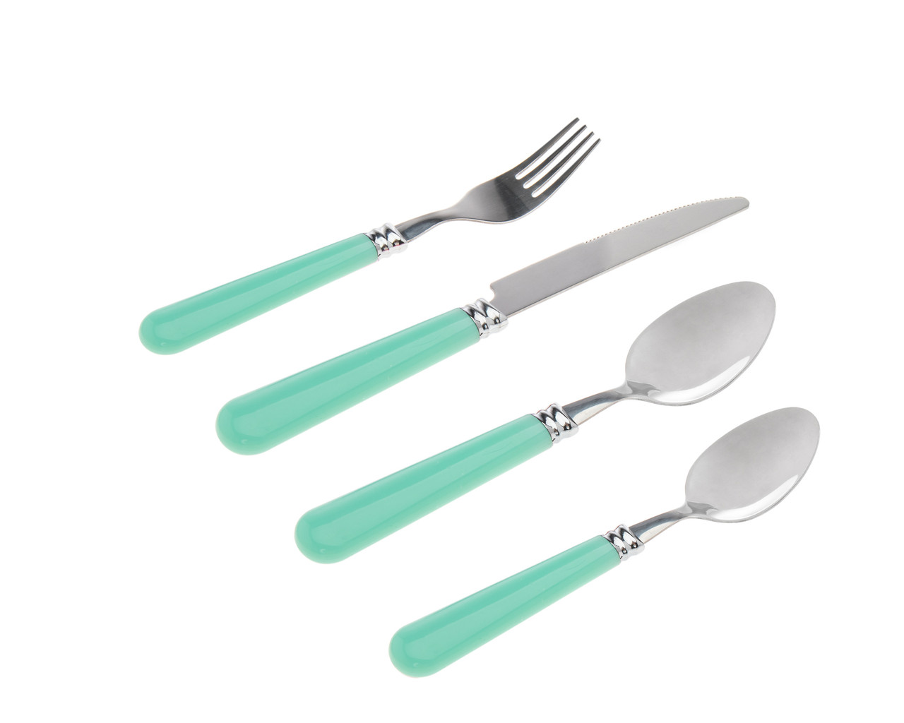 Claro Mint Acrylic Flatware 16 Piece Set, Service For 4