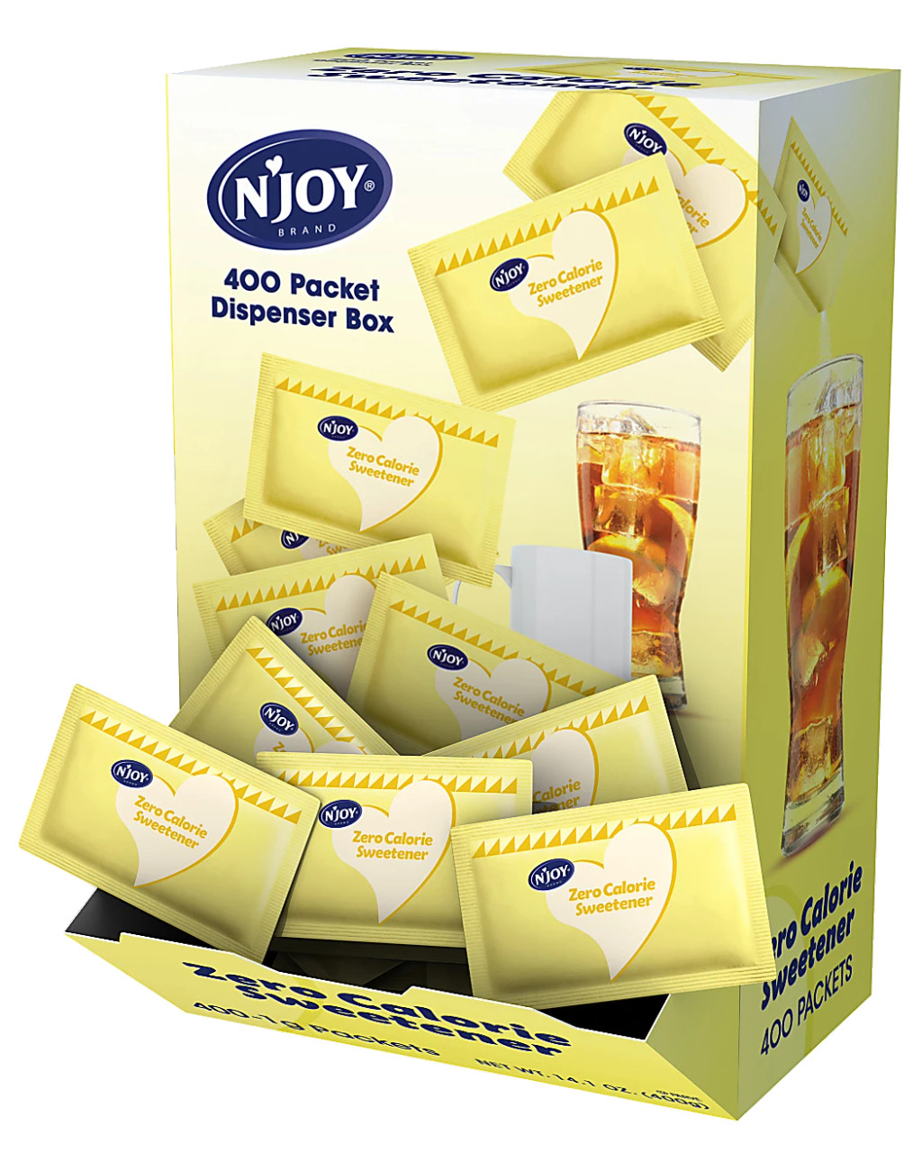 N'Joy® Sucralose Packets With Dispenser, Yellow, Box Of 400