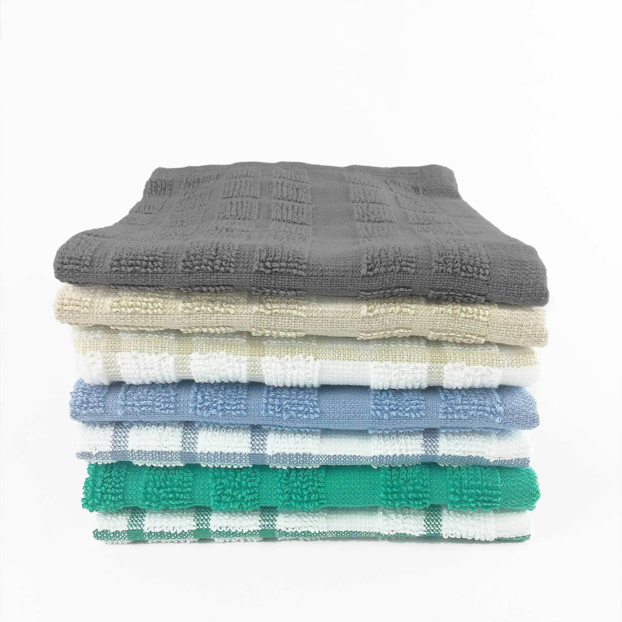 100% Ring-Spun Cotton 25" x 15" Kitchen Towel, Windowpane Stripe (Pack ...
