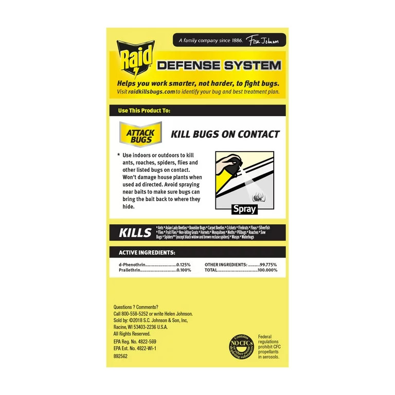 Raid Multi-Insect Killer 7; 15 oz Aerosol Spray (Pack of 12)