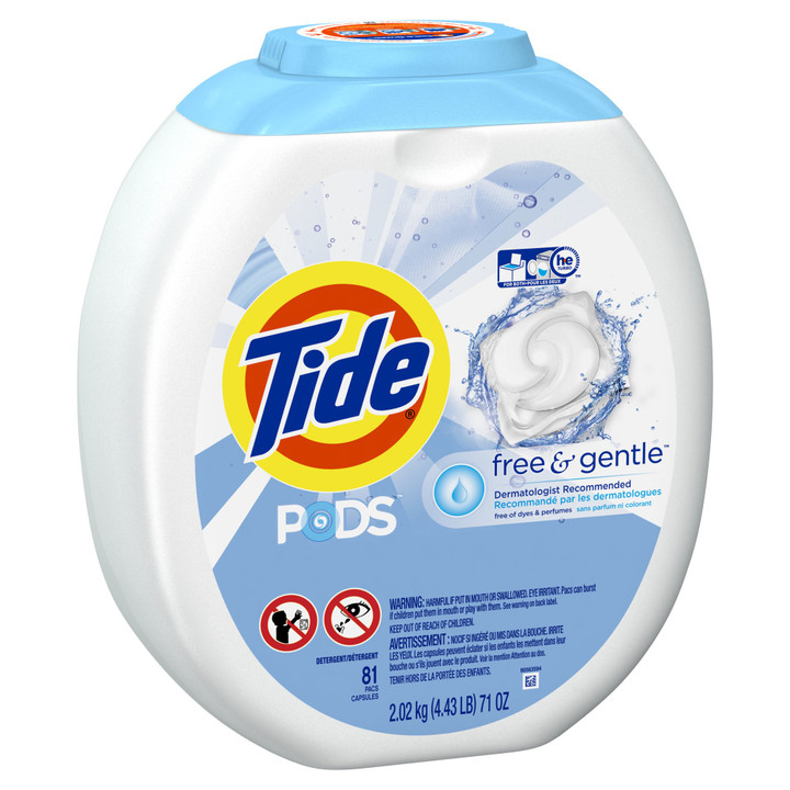 Tide PODS Liquid Laundry Detergent - 81 Count, Free and Gentle - (Pack ...
