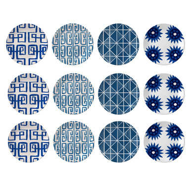 12 Piece Greecian Blue Melamine Salad Plates Set