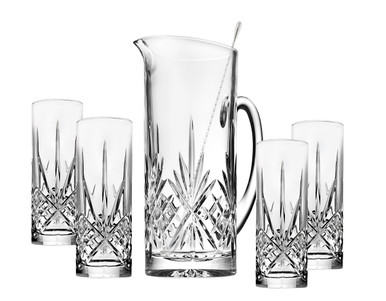 Dublin Crystal 5 Piece Pitcher & Glassware Set