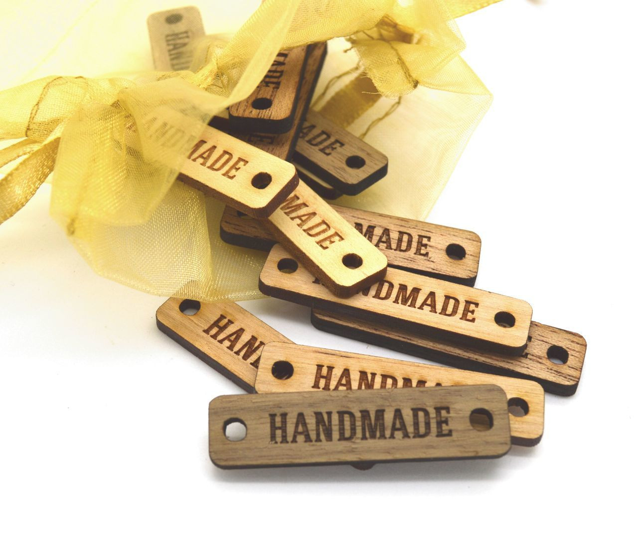 Custom solid wood labels 0.4" x 1.6", sold in sets of 25 - allthiswood