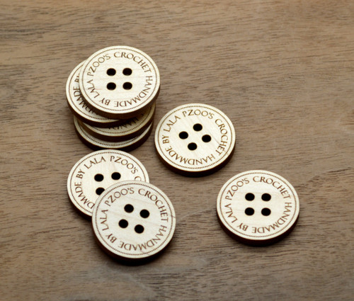 100 Wooden Buttons - 1" size with 4 holes for crochet and knitted ...