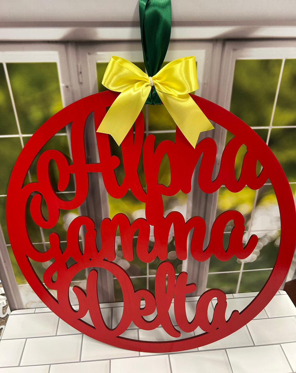 Alpha Gamma Delta door hanger - shopcheckitoutballoons