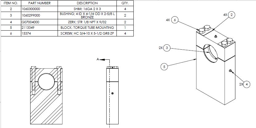 BLOCK; TORQUE TUBE MOUNTING - OneSource Parts LLC- Store