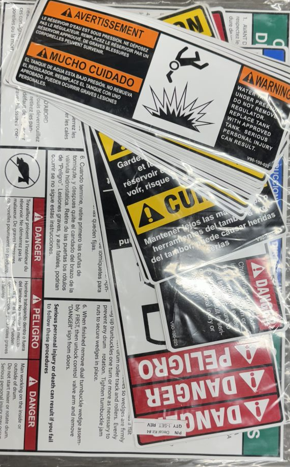 DECAL-MIXER SAFETY DECAL KIT - OneSource Parts LLC- Store
