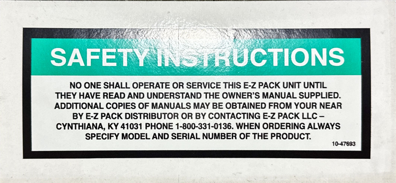 DECAL, SAFETY INSTRUCTION - OneSource Parts LLC- Store