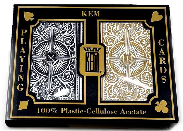 Kem Arrow Bridge Black/Gold Jumbo Index 2 Deck Set