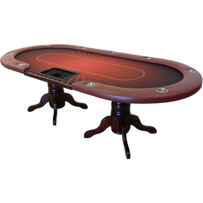 Poker Table: Stud Poker Table with Stylish Wooden Legs, 82 in. Long