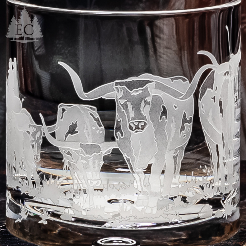 Longhorn Stampede Crystal Rocks Glasses (Set of 4) - Spirit of the West ...
