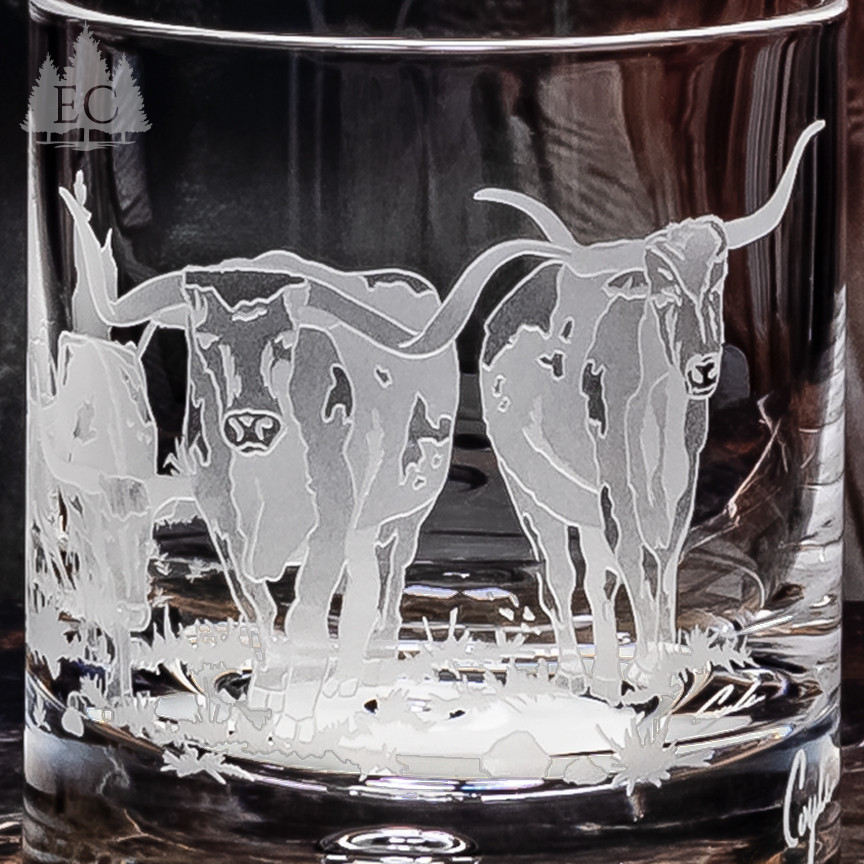 Longhorn Stampede Crystal Rocks Glasses (Set of 4) - Spirit of the West ...