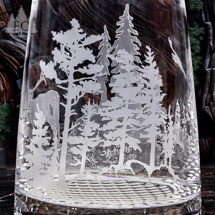 Elk Scene Crystal Decanter - Wonders of Wildlife Collection | Etched ...